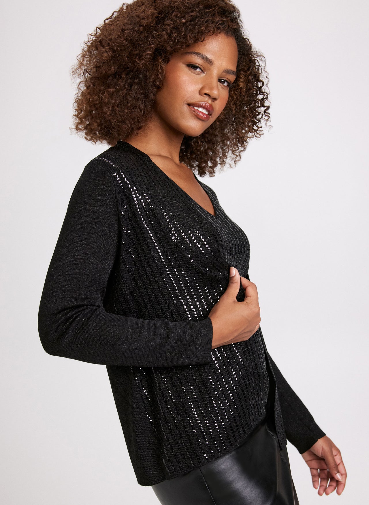 Long Sleeve Sequin Cardigan