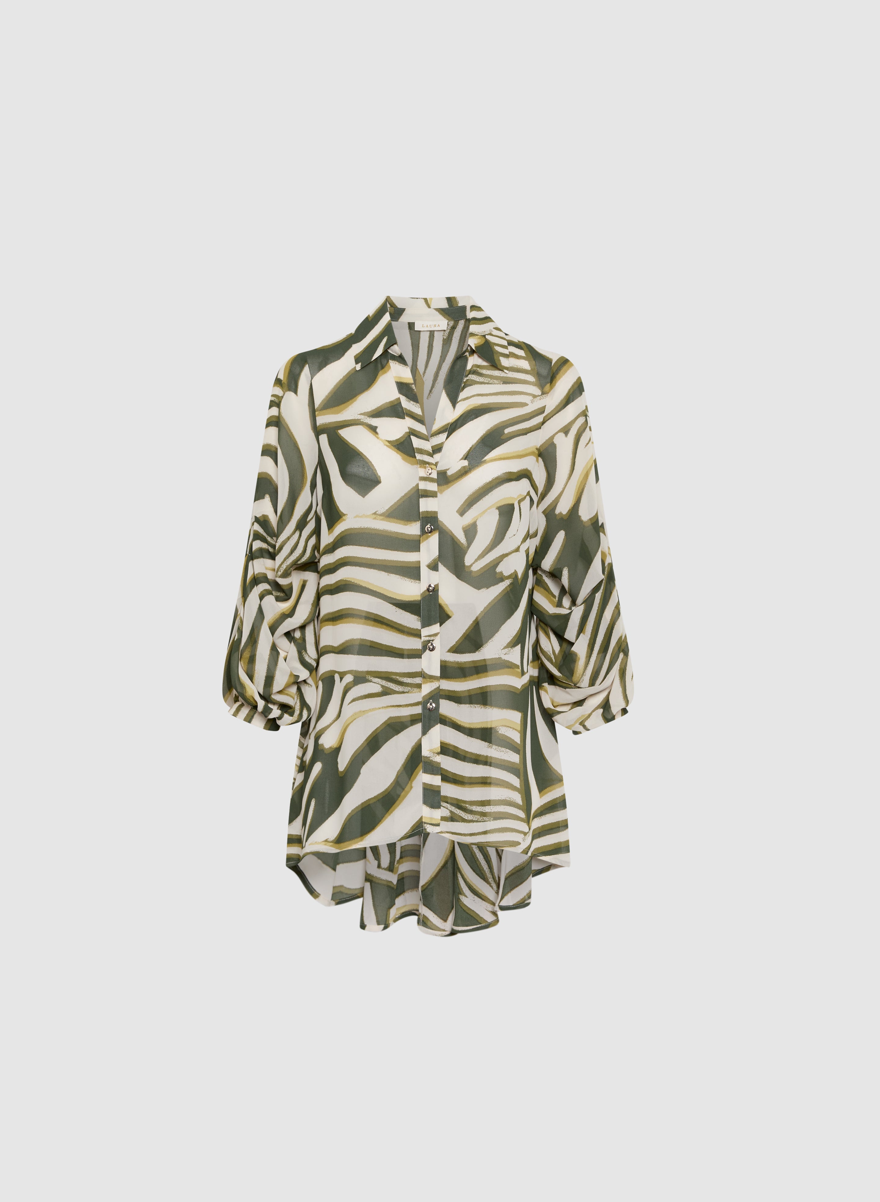 Animal Print Button-Up Tunic