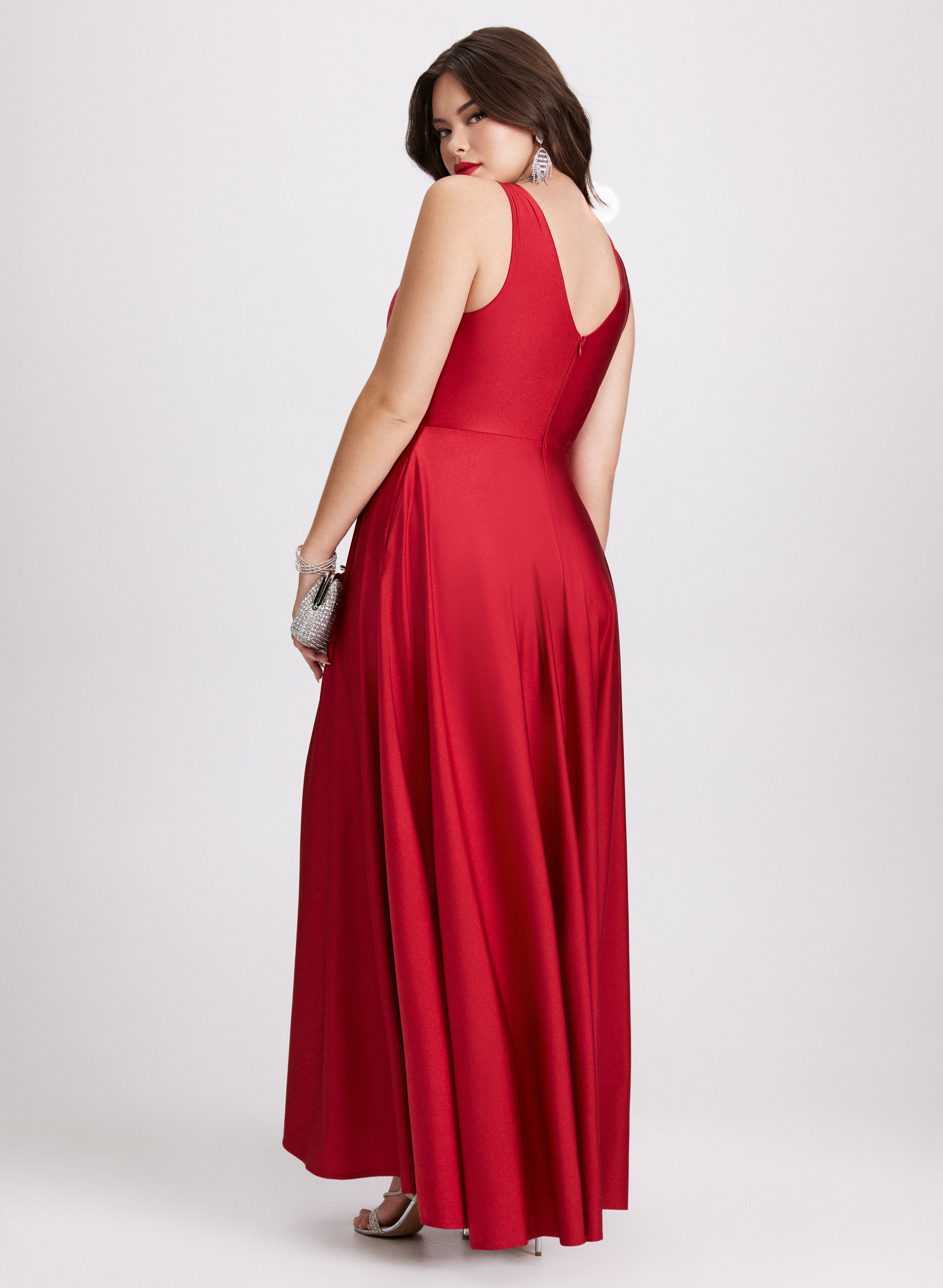 Sleeveless Plunging Neckline Dress
