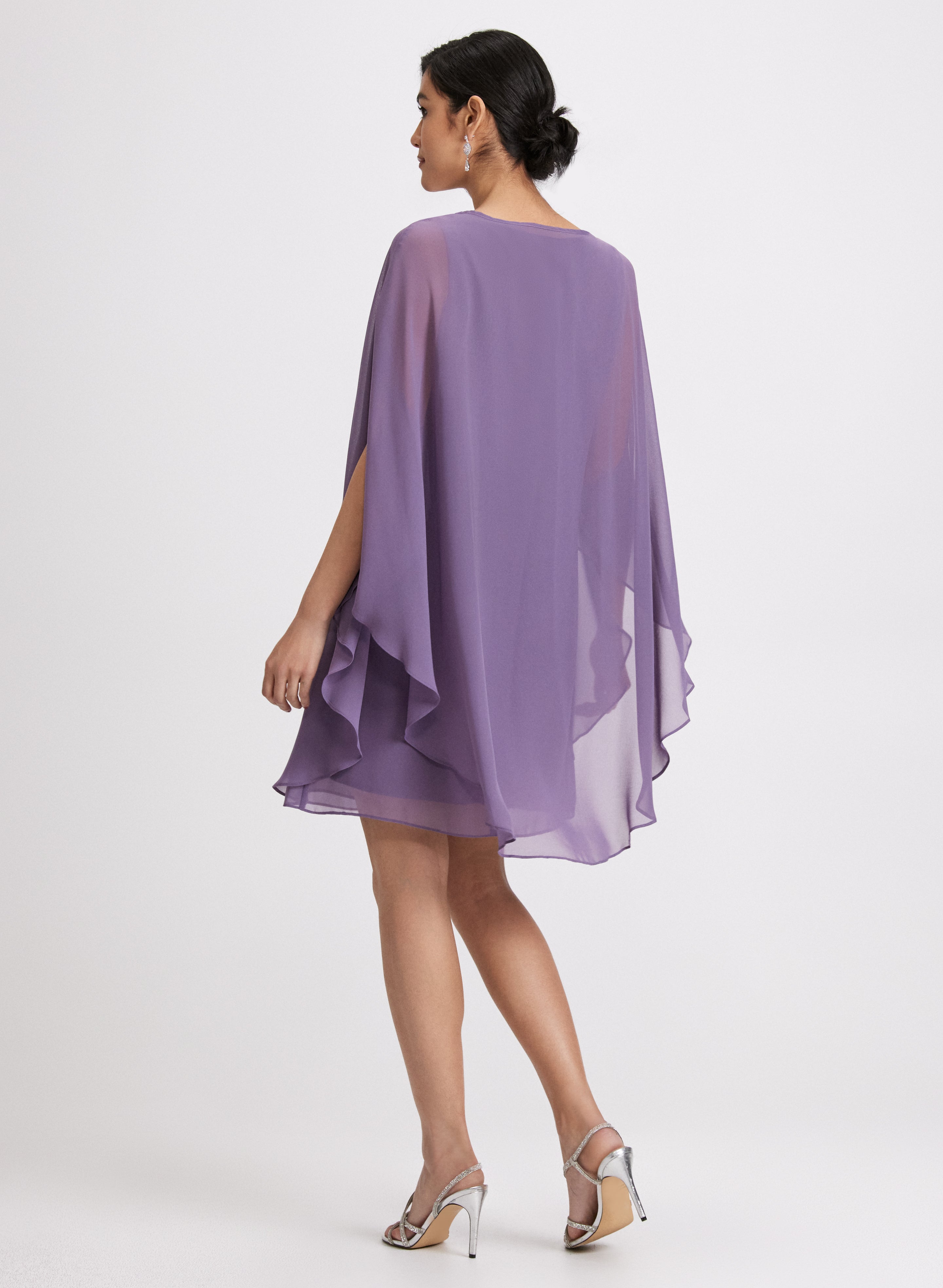 Crystal Embellished Dress & Capelet Jacket Set