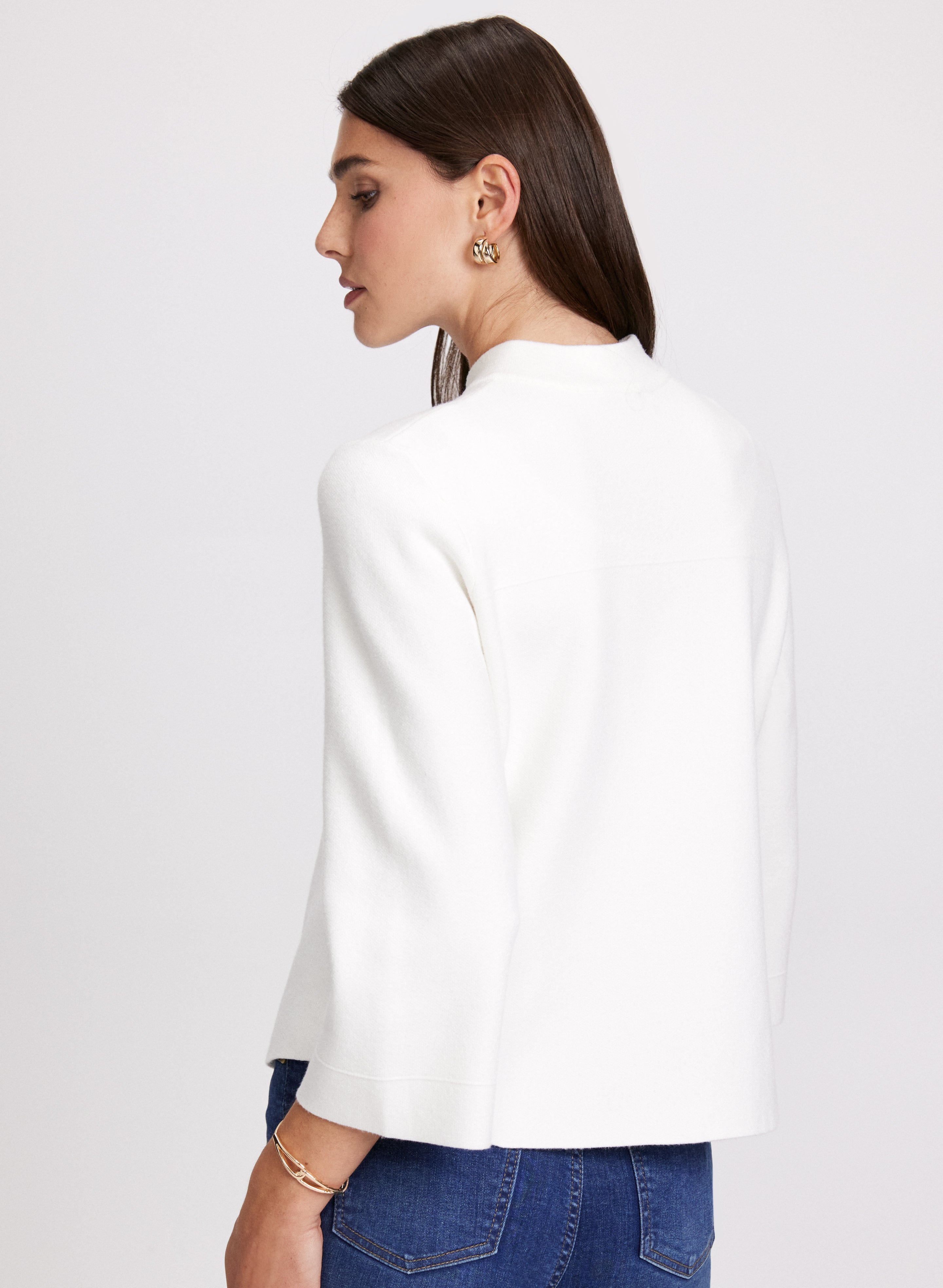 Mock Neck Button-Up Cardigan