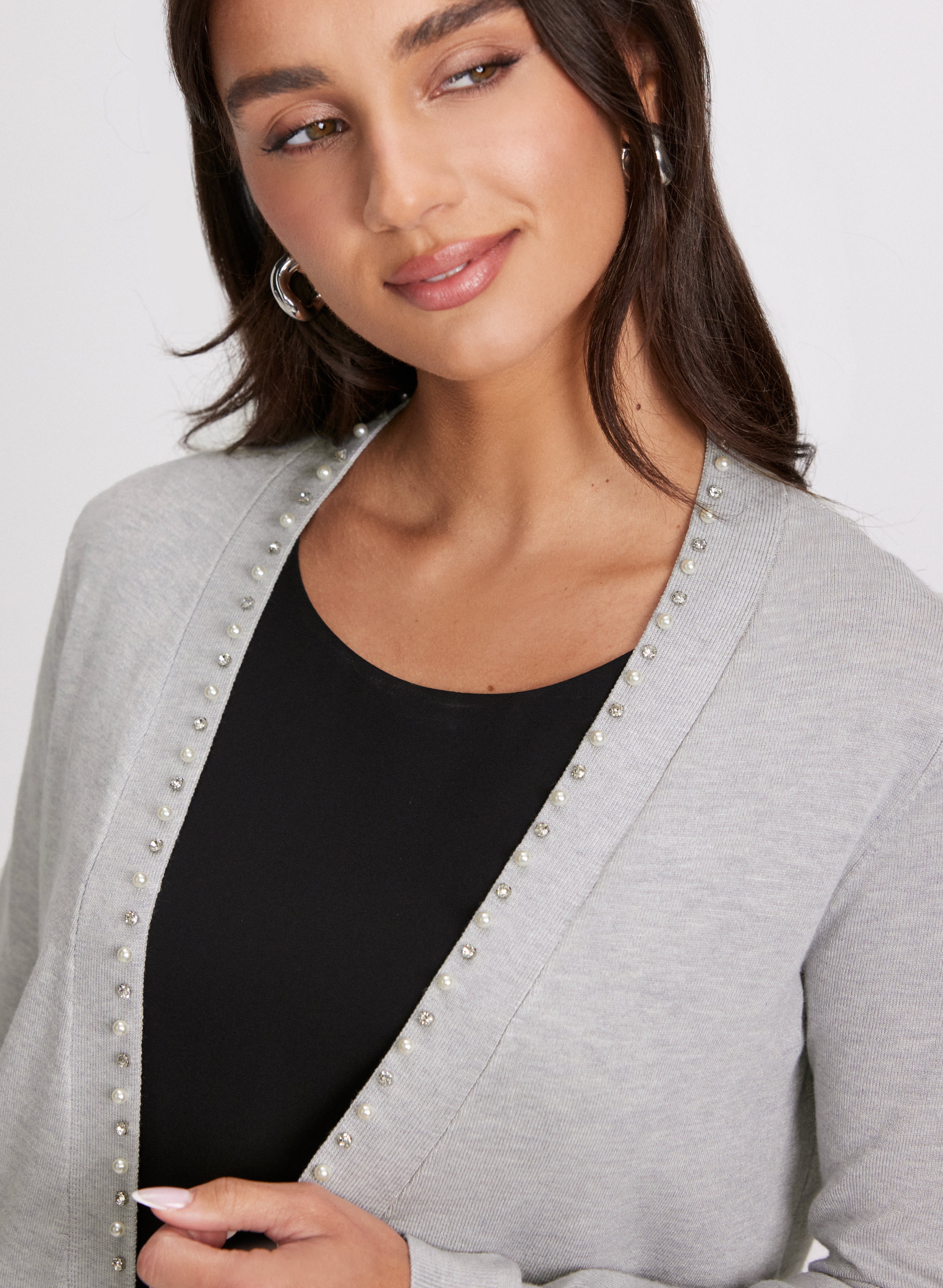 Rhinestone & Pearl Detail Cardigan