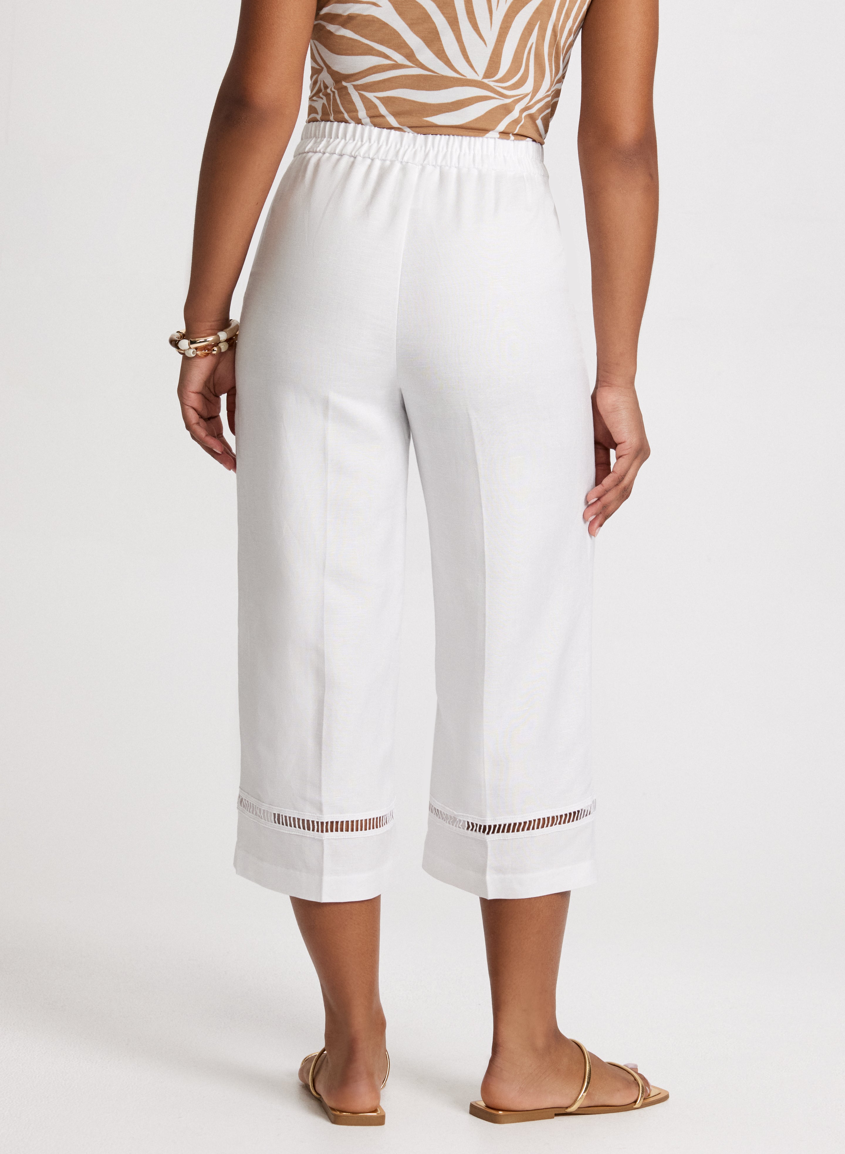 Wide Leg Linen-Blend Capris