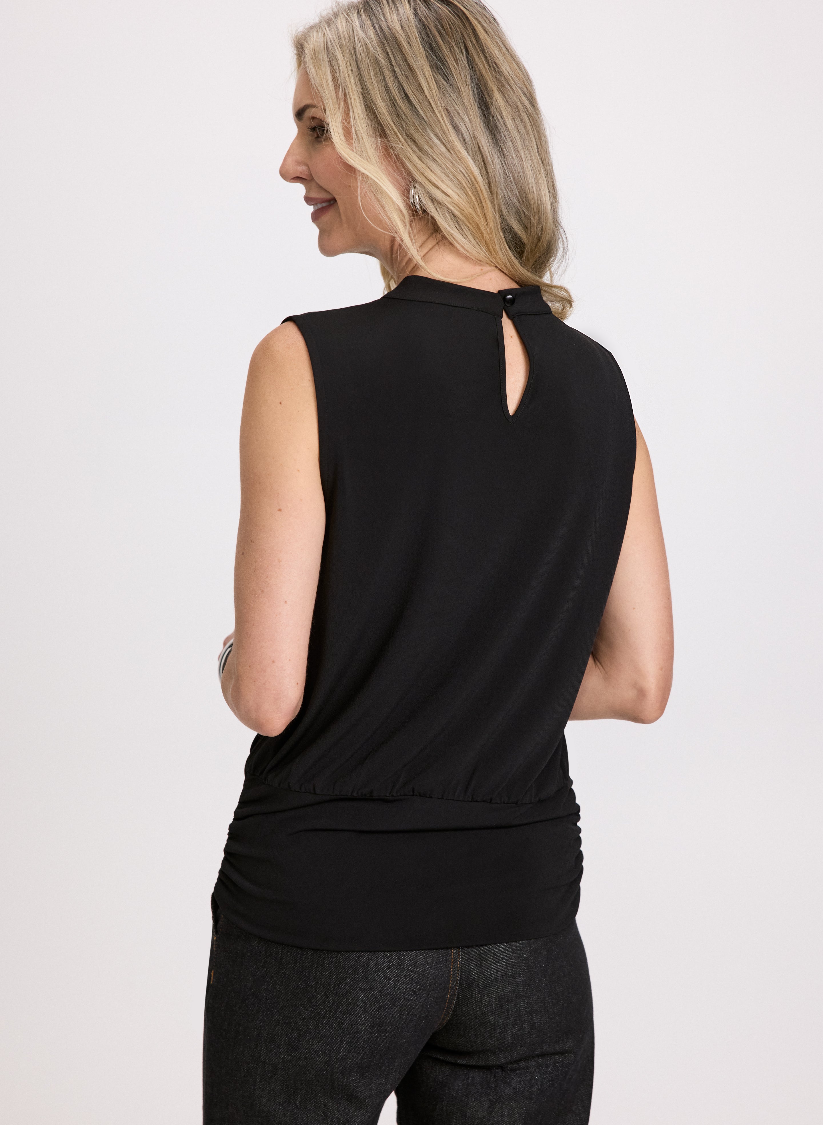 Keyhole Detail Pearl Trim Top