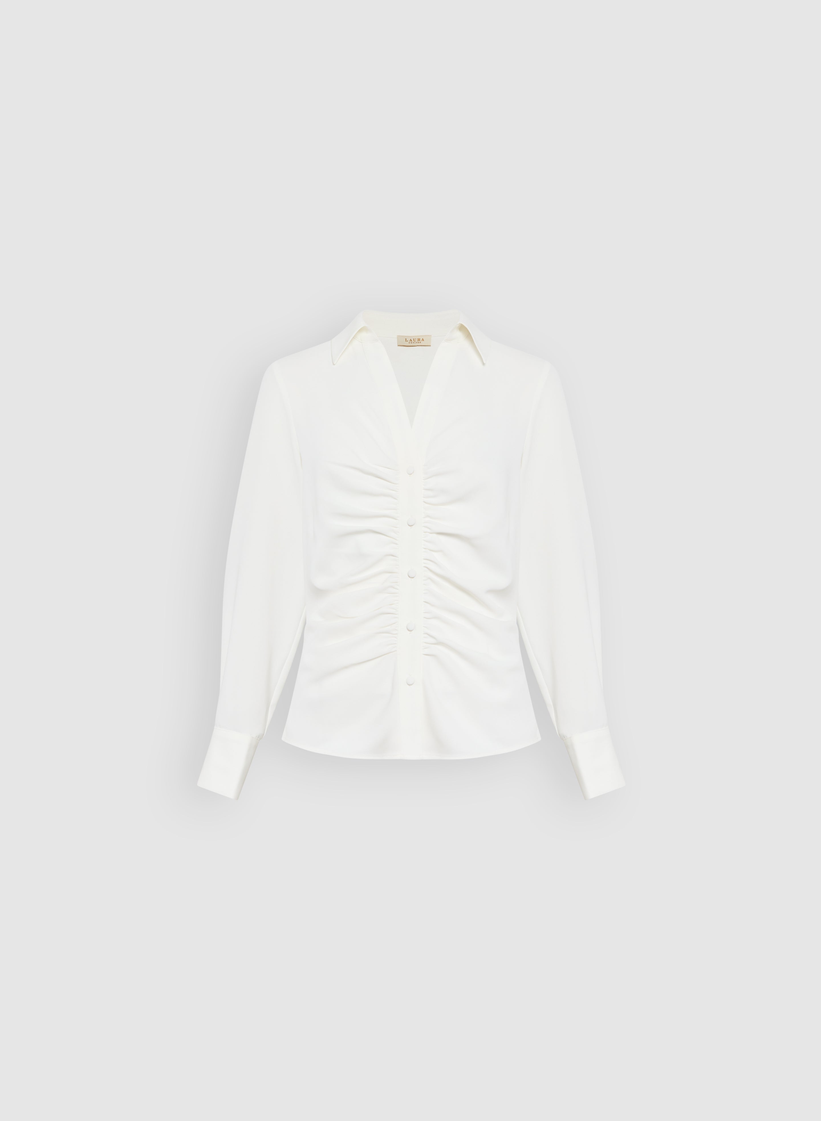 Ruched Button-Down Blouse