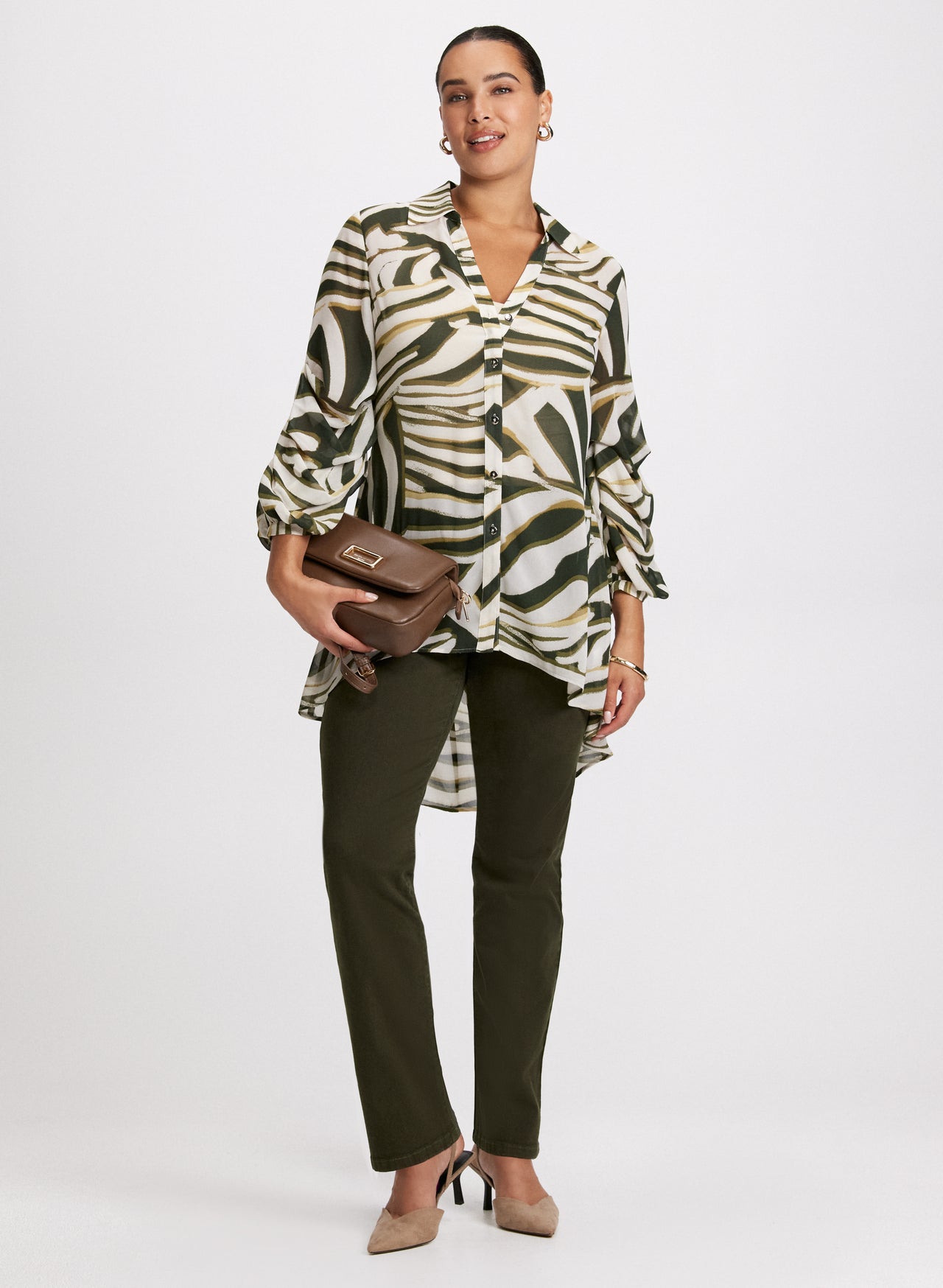 Animal Print Button-Up Tunic