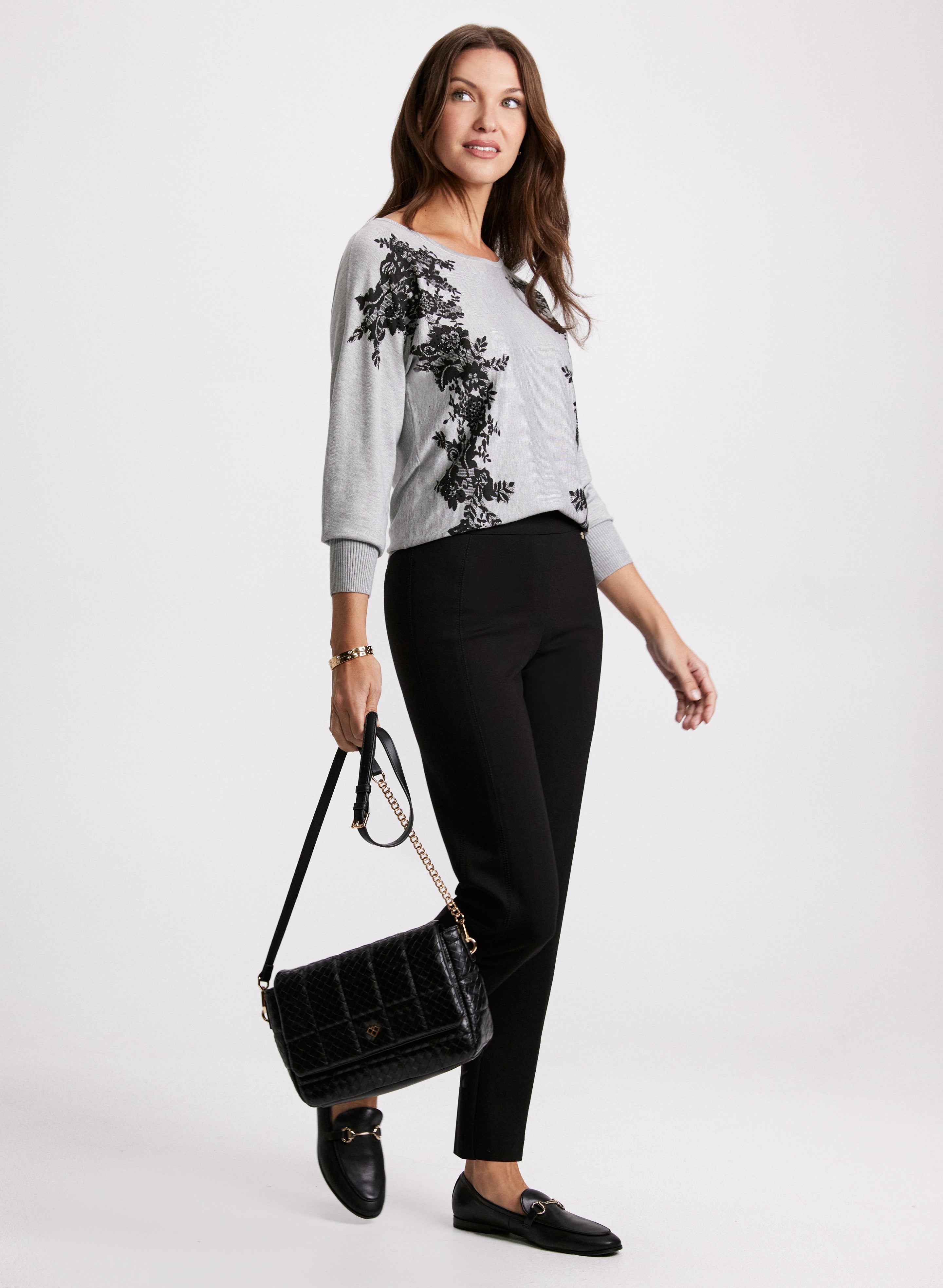 Lace Print Knit Sweater