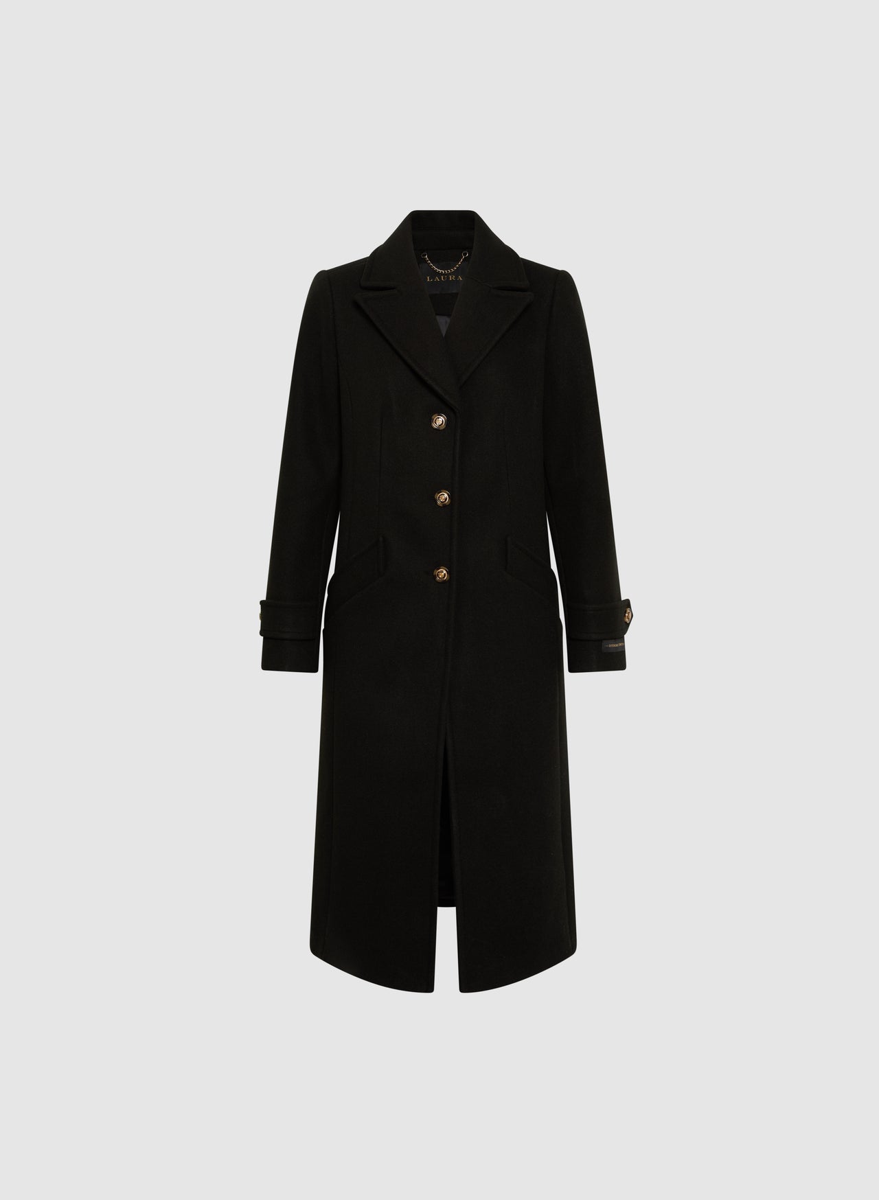 Embossed Button Wool-Blend Coat