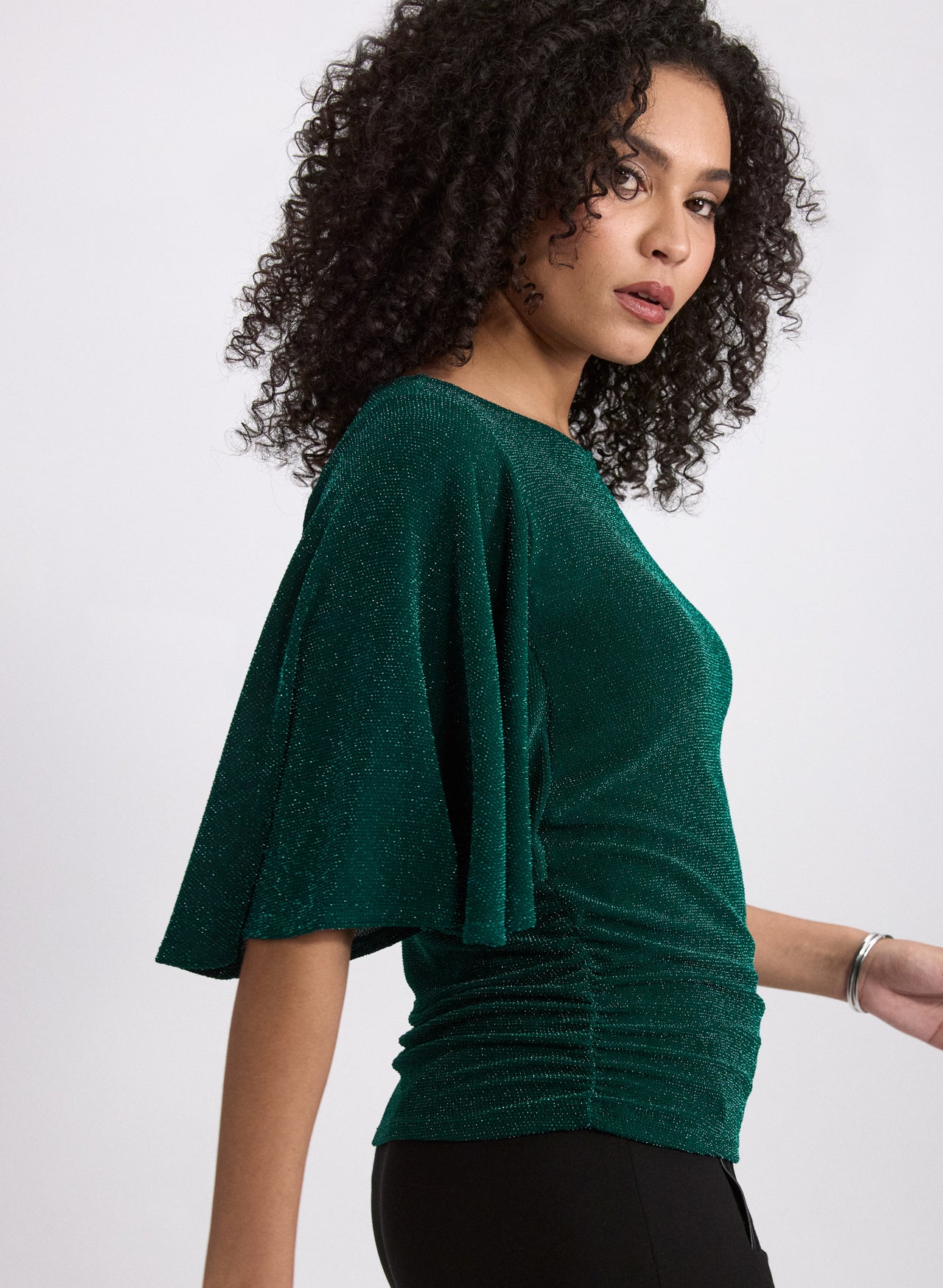 Glitter Elbow Sleeve Top