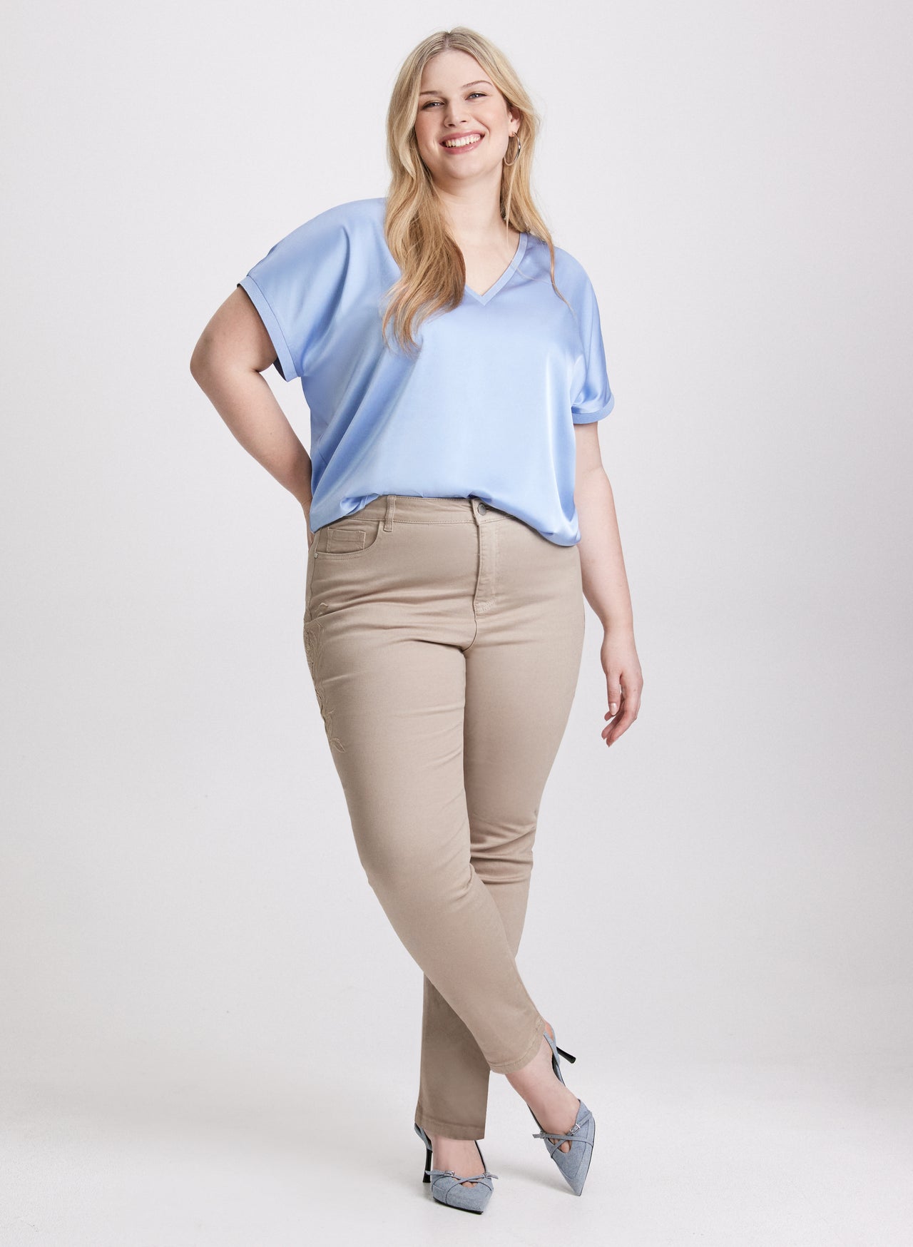 Satin V Neck Blouse
