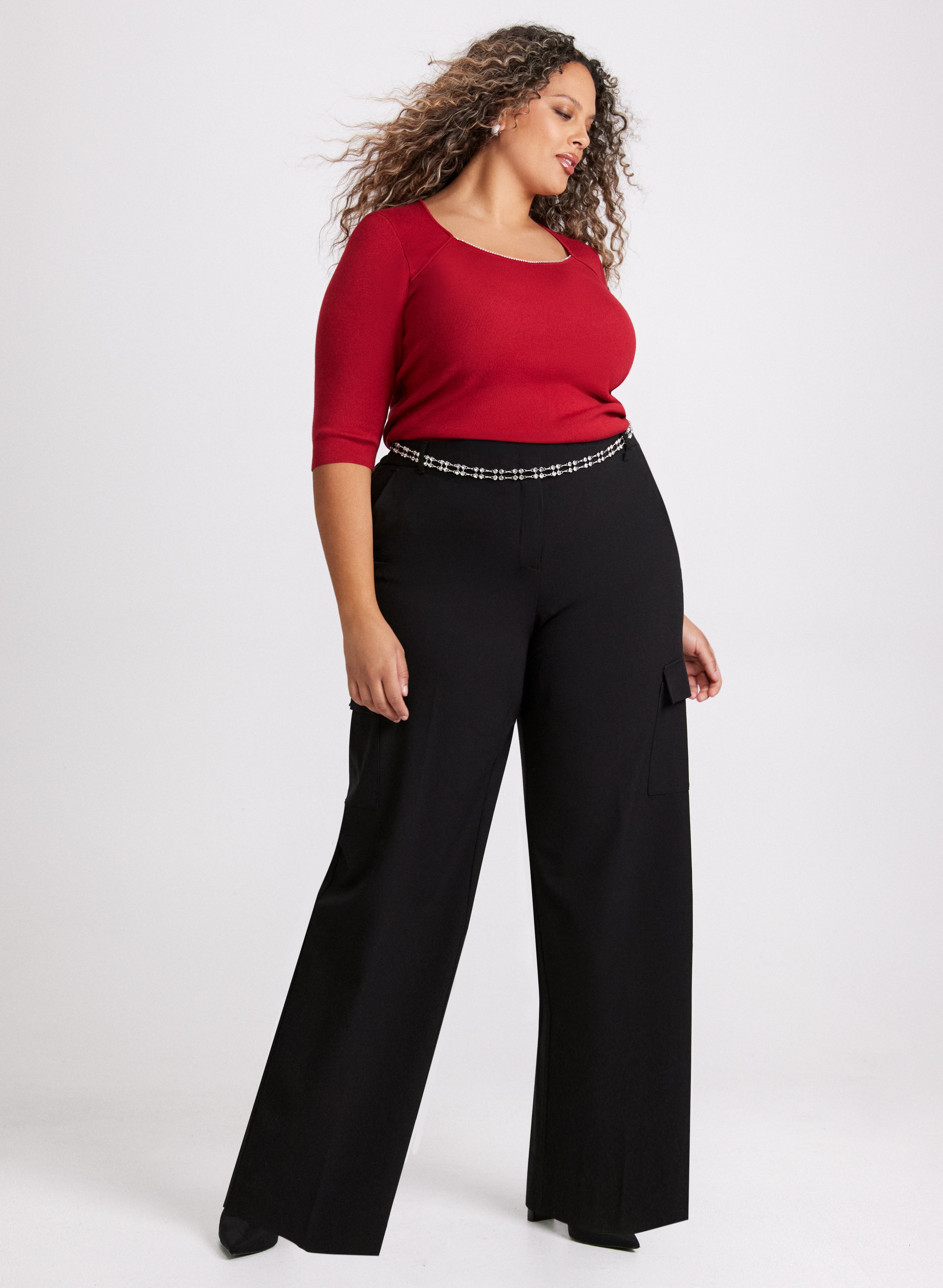 Rhinestone Trim Sweater