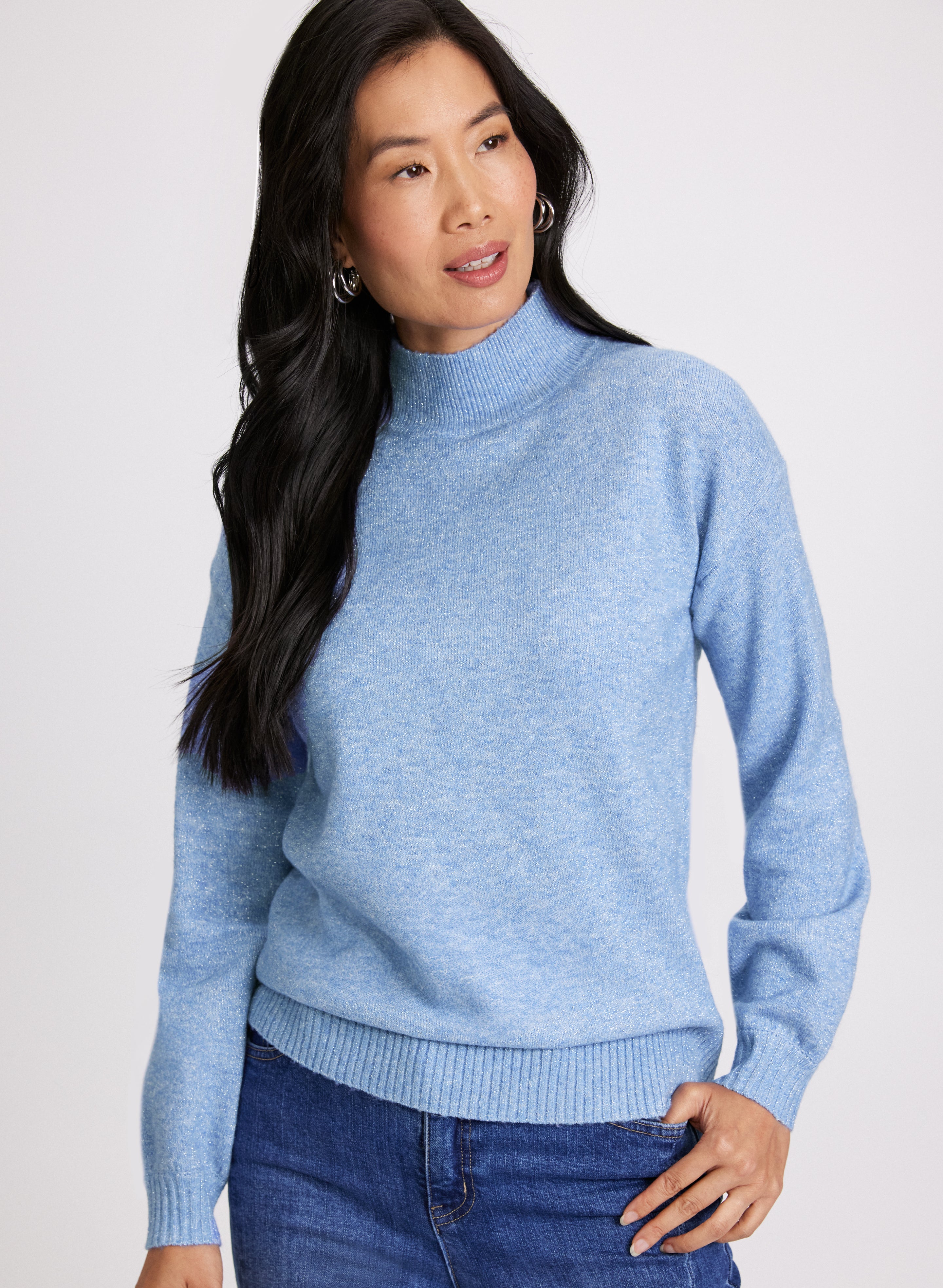 Ombre Mock Neck Knit Sweater