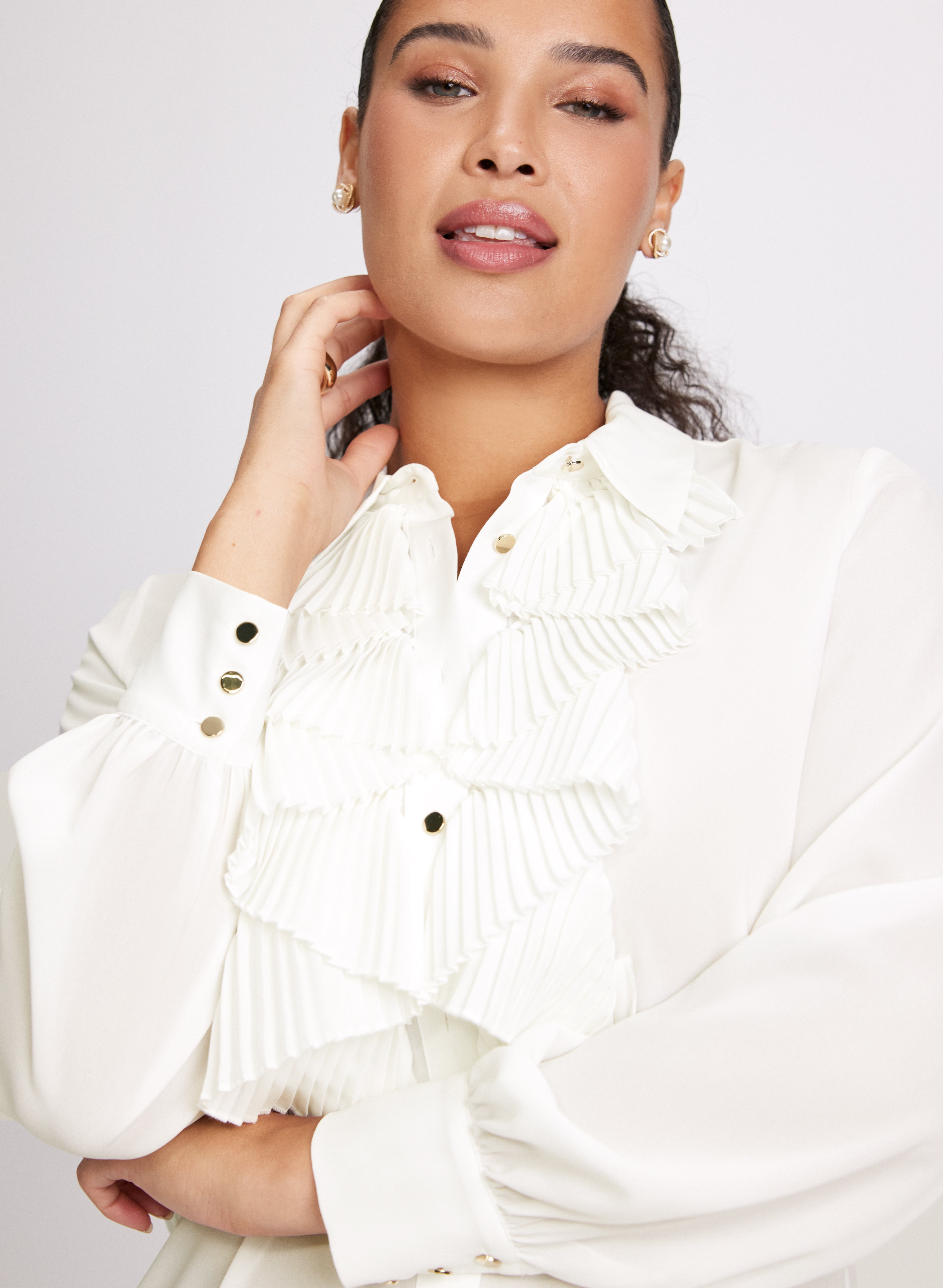 Ruffled Button-Down Blouse