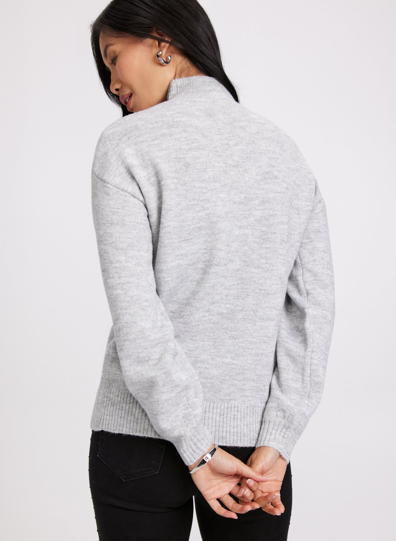 Ombre Mock Neck Knit Sweater