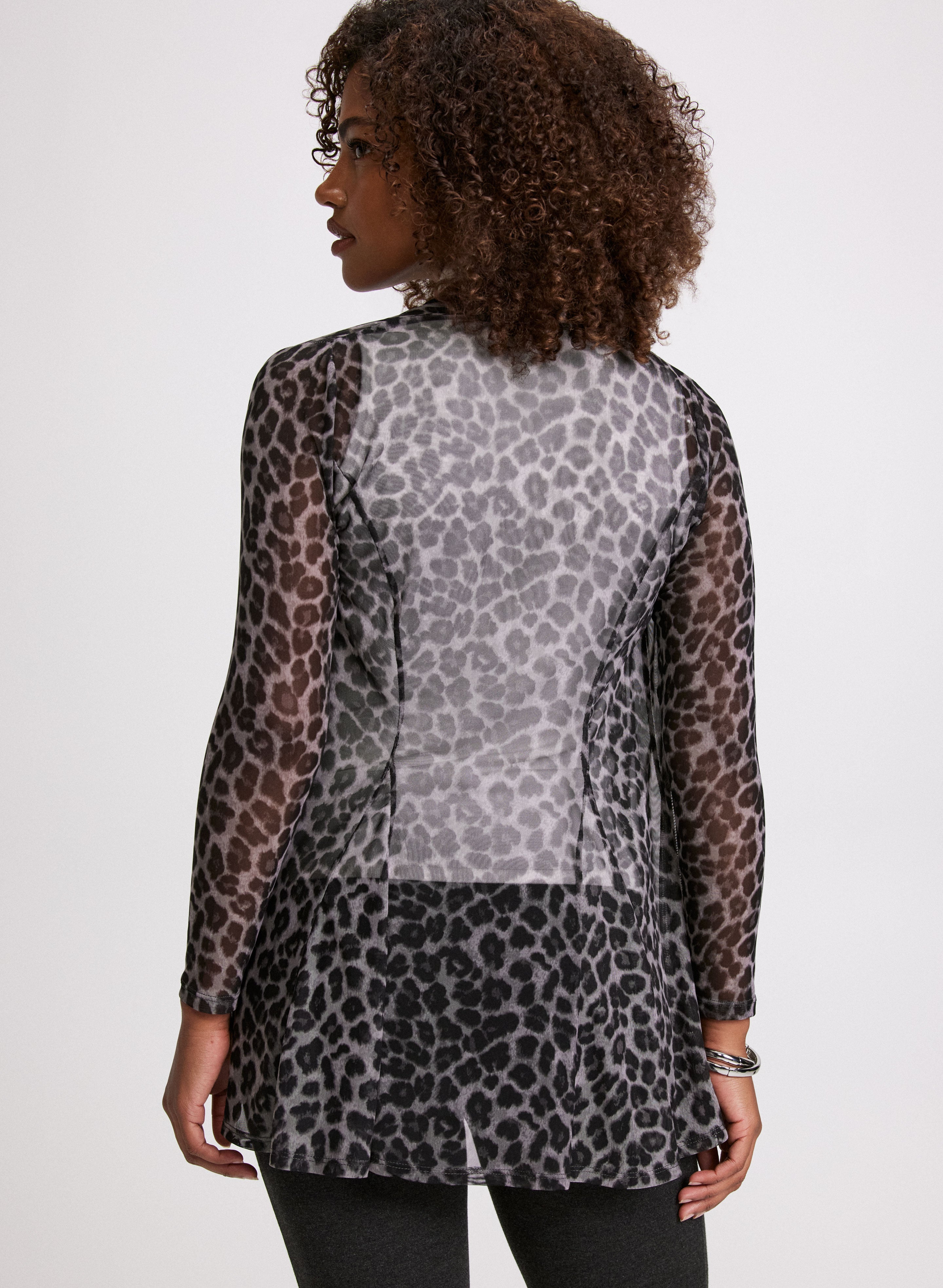 Cheetah Print Mesh Layering Top