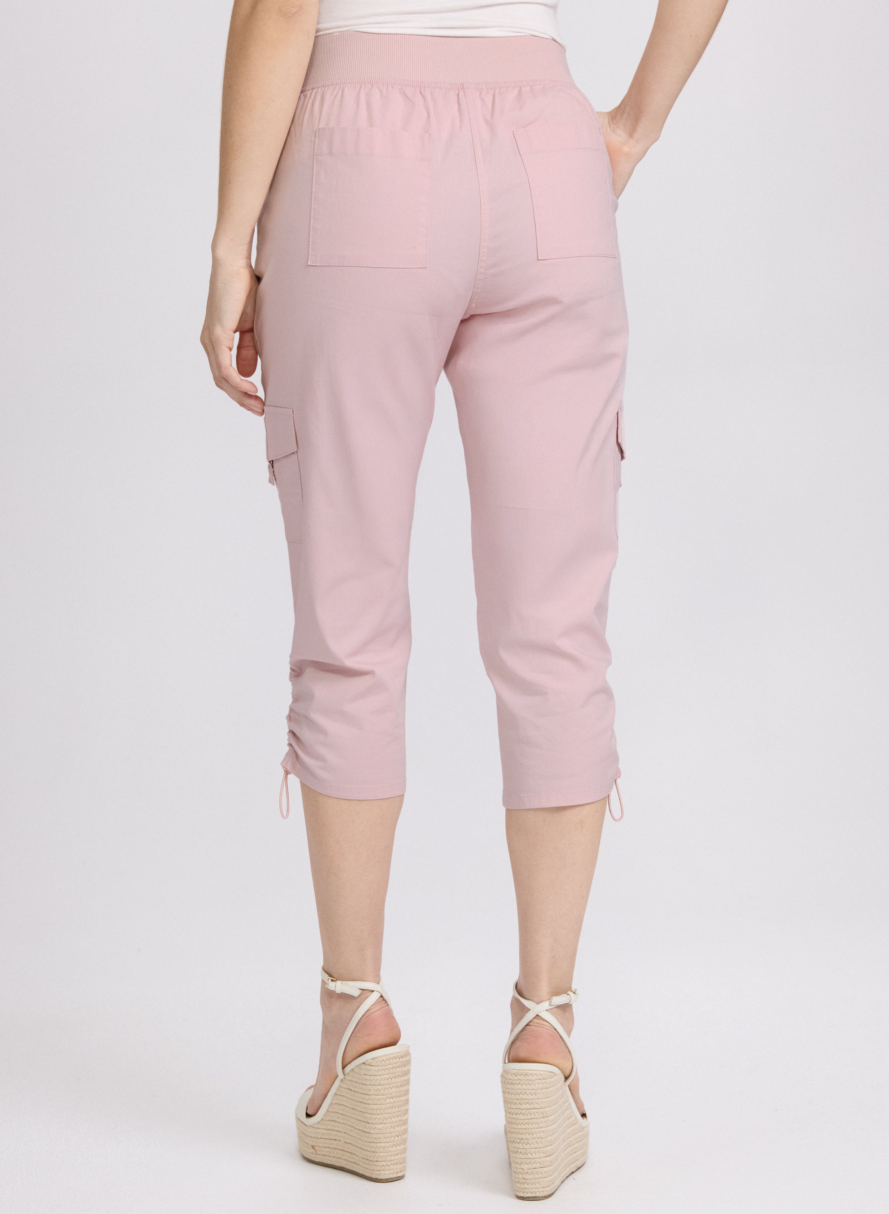 Cropped Drawstring Hem Cargo Pants