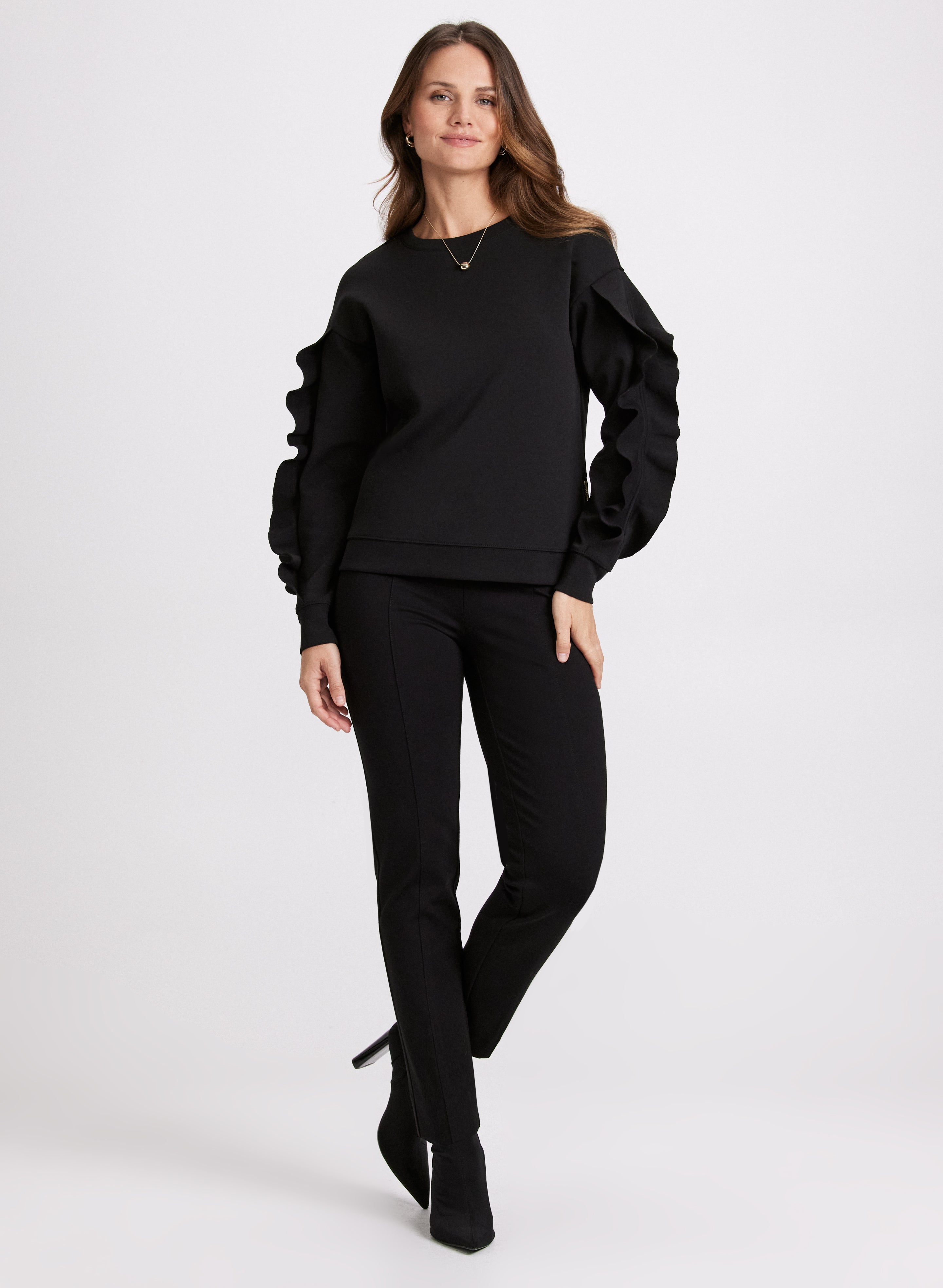 Ruffle Sleeve Sweatshirt