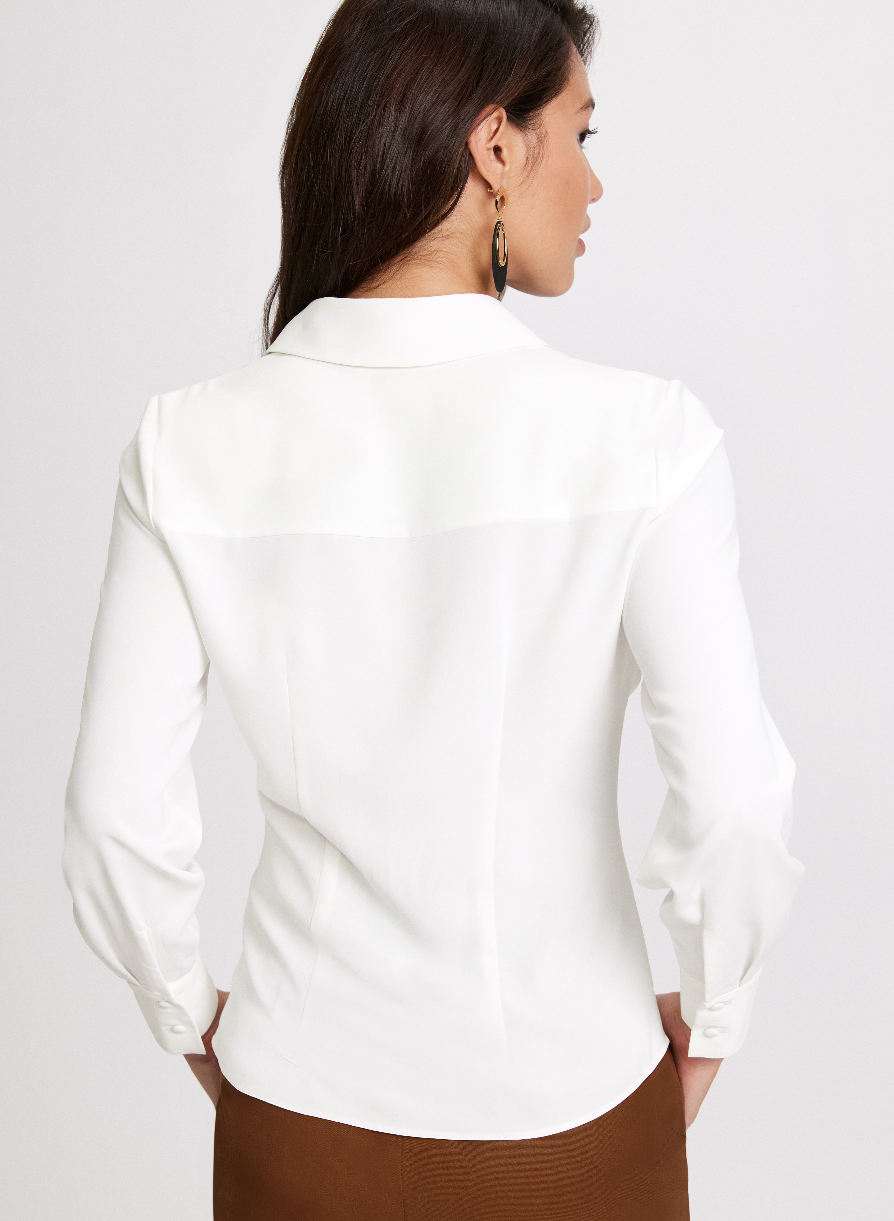 Ruched Button-Down Blouse