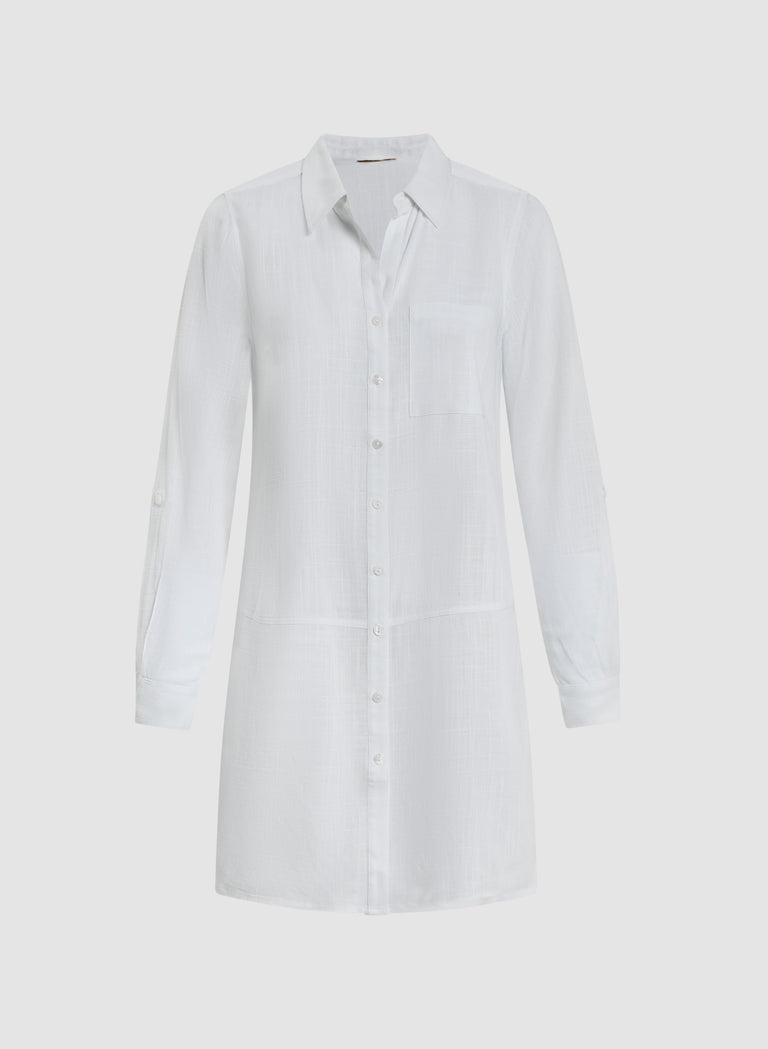 Linen Blend Button-Down Tunic