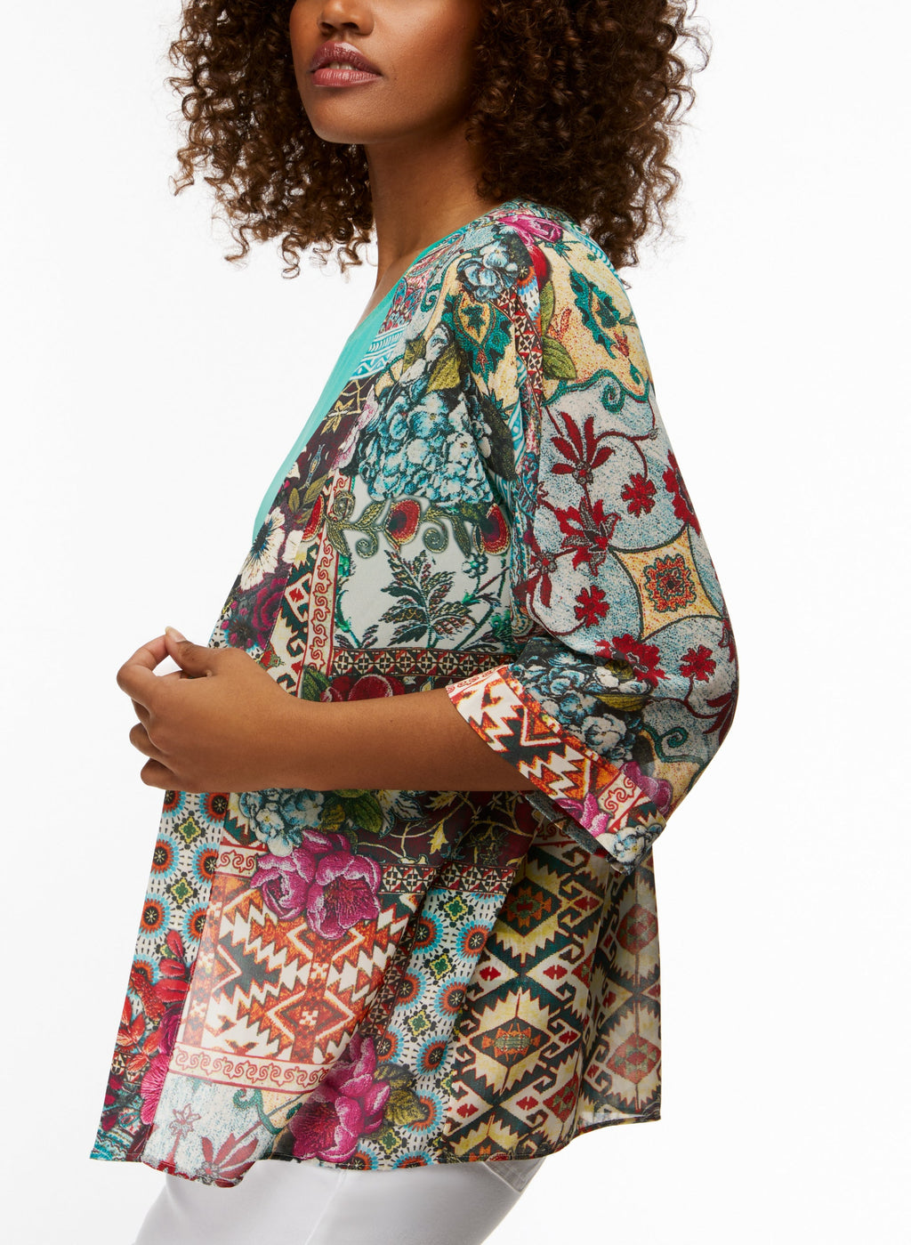 Paisley & Floral Motif Open Front Top