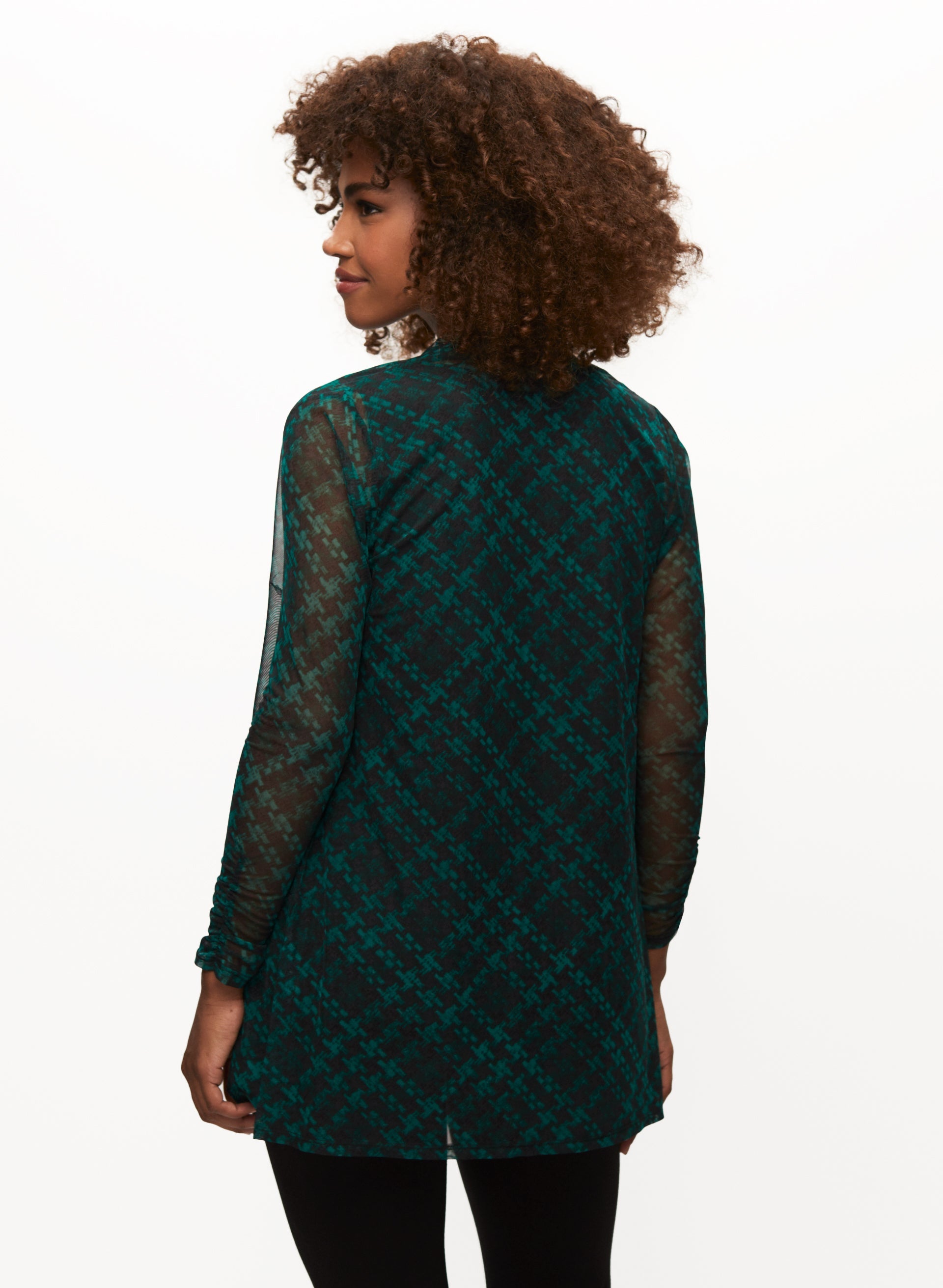 Plaid Print Open Front Top